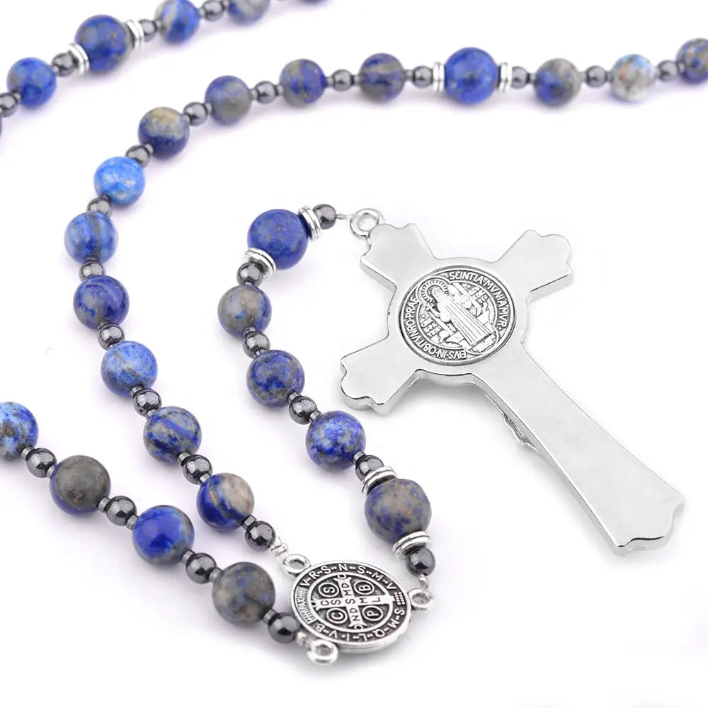 Blue Guardian - Saint Benedict Lapis Lazuli Rosary for Men