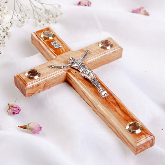 Original Olive Wood Latin Crucifix from Jerusalem – Piece of Holy Land