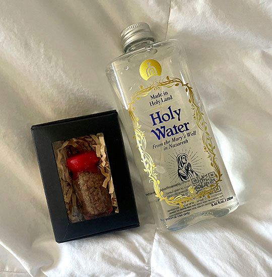 Holy Water from Mary's Well, Nazareth + Virgin Mary Icon